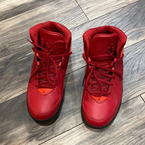 Jordan | Shoes | Red And Black Jordans With Neon Detail | Poshmark